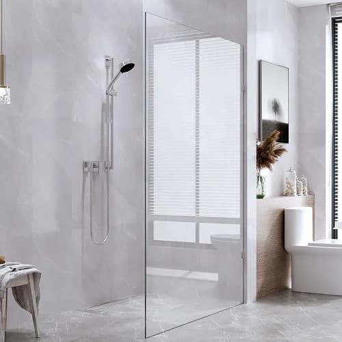 Fixed panel walk-in shower screen
